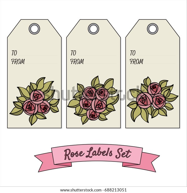 Collection Tags Labels Stylized Roses Stock Vector (Royalty Free ...