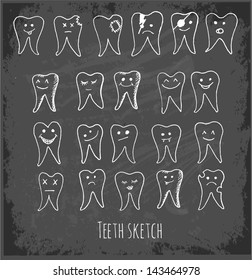 Collection Teeth Doodles On Black Chalkboard Stock Vector (Royalty Free ...