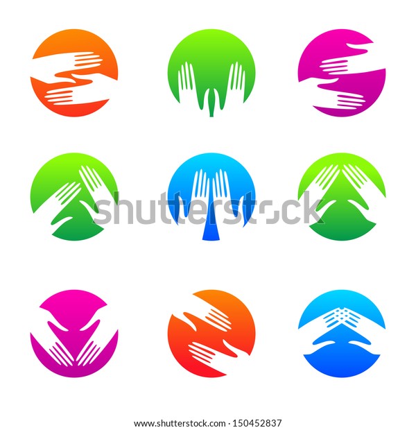 Collection Templates Symbols Hands Circle Stock Vector (Royalty Free ...