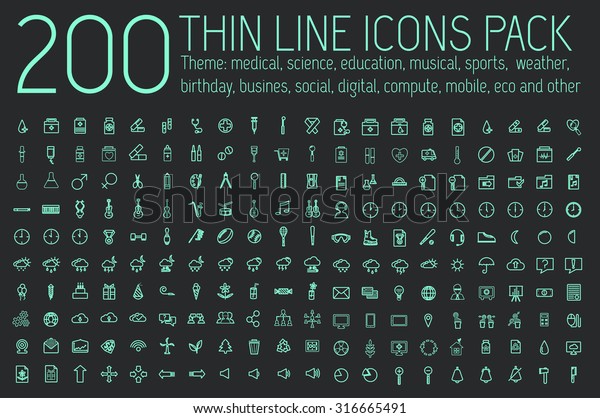 Collection Thin Lines Pictogram Icon Set Stock Vector (Royalty Free ...