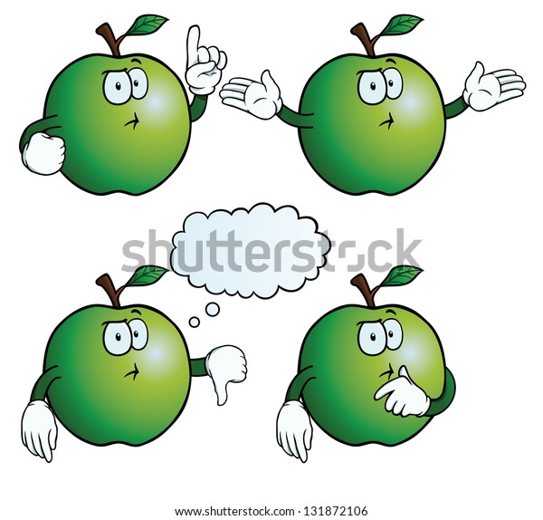 Collection Thinking Apples Various Gestures Stock Vector (Royalty Free ...