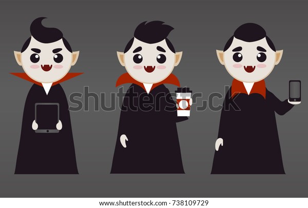 Collection Three Cute Vampire Boys Guys Stock Vector (Royalty Free ...
