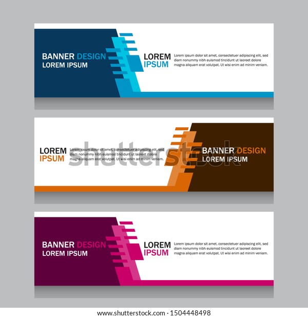 Collection Three Square Horizontal Business Banner Stock Vector ...
