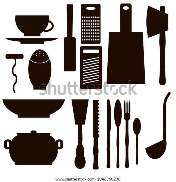 Collection Tools Manipulation Food Stock Vector (Royalty Free ...