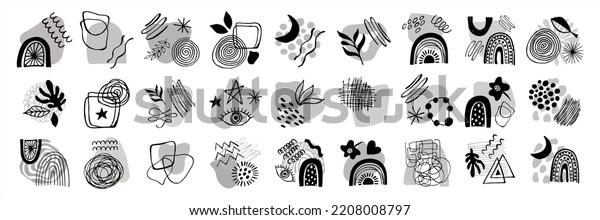 Collection Trend Collages Boho Style Minimal Stock Vector (Royalty Free ...