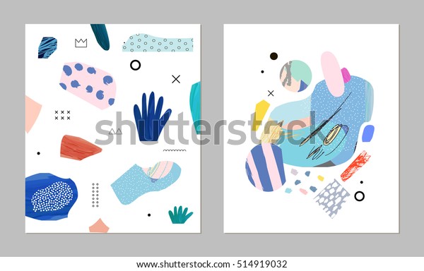 Collection Trendy Creative Cards Different Shapes Stock Vector (Royalty ...