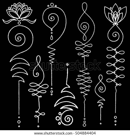 Collection Unalome Buddhism Sacred Geometry Design Stock-Vektorgrafik ...
