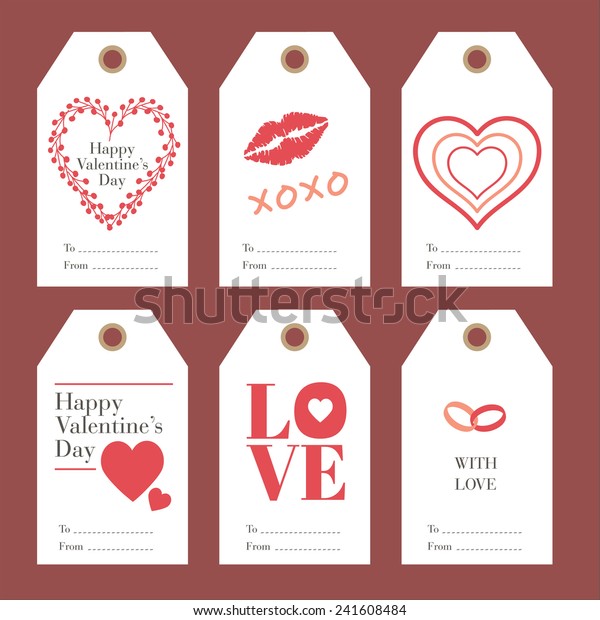 Collection Valentine Card Tag Label On Stock Vector (Royalty Free ...