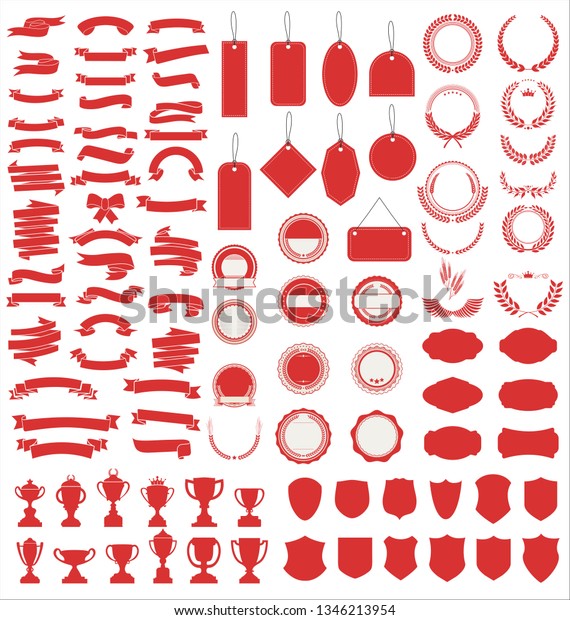 Collection Various Black Ribbons Tags Laurels Stock Vector (Royalty ...