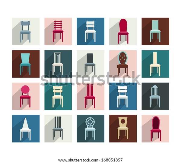 Collection Various Chairs Modern Flat Pictogram Stock Vector (Royalty ...