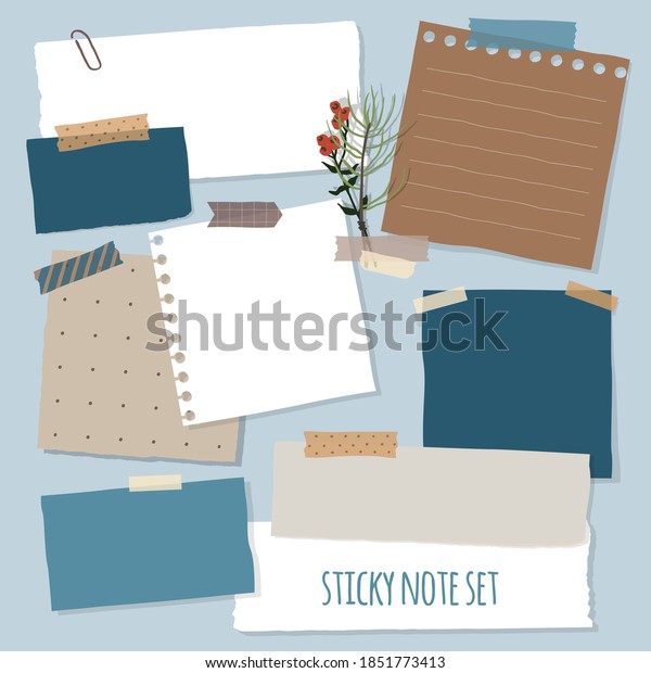 Collection Various Notes Paper Colorful Sticky Stock Vector (Royalty ...