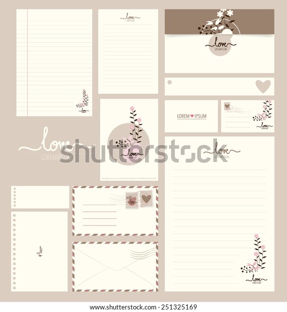 Collection of various paper designs (paper sheets, lined paper, note ...