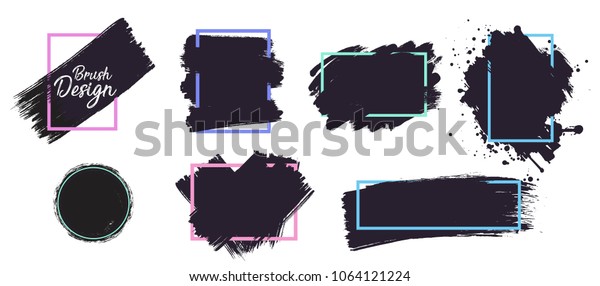 Collection Vector Black Paint Ink Brush Stock Vector (Royalty Free ...