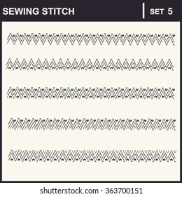 Collection Vector Illustration Sewing Stitch Patterns Stock Vector ...