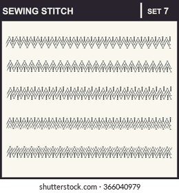 Collection Vector Illustration Sewing Stitch Patterns Stock Vector ...