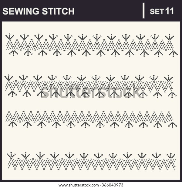 Collection Vector Illustration Sewing Stitch Patterns Stock Vector ...