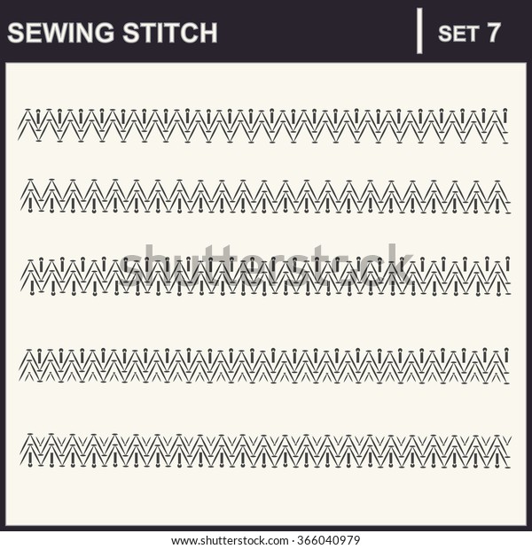 Collection Vector Illustration Sewing Stitch Patterns Stock Vector ...