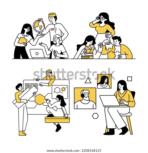 Collection Vector Images People Studying Doing Stock Vector (Royalty ...
