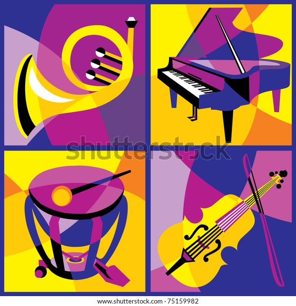 Collection Vector Images Various Musical Instruments Stock Vector ...