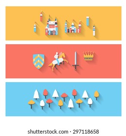 Collection Vector Kingdom Patterns Set Long Stock Vector (royalty Free