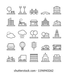 Collection Vector Line City Icons Stock Vector (Royalty Free ...