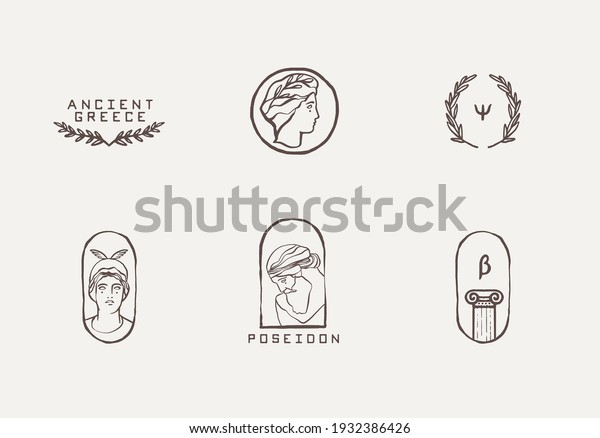 Collection of vector logos with Ancient Greek Aesthetics, modern ...