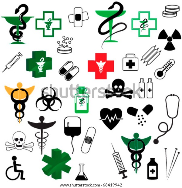 Collection Vector Medical Symbols Stock Vector (Royalty Free) 68419942