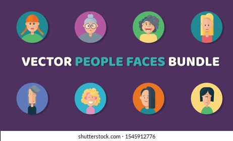 Collection Vector People Faces Flat Design: เวกเตอร์สต็อก (ปลอดค่า ...