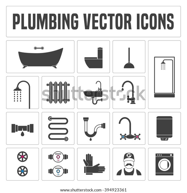 Collection Vector Plumbing Symbols Icons Template Stock Vector (Royalty ...