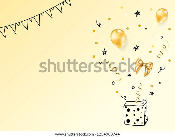 Collection Vector Realistic Gold Birthday Party Stock Vector (Royalty ...