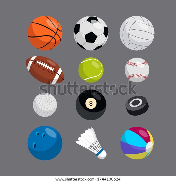Collection Vector Sports Elements Balls Stock Vector (Royalty Free ...