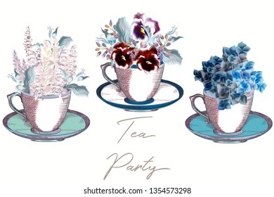 Collection Vector Vintage Cups Design Stock Vector (Royalty Free ...