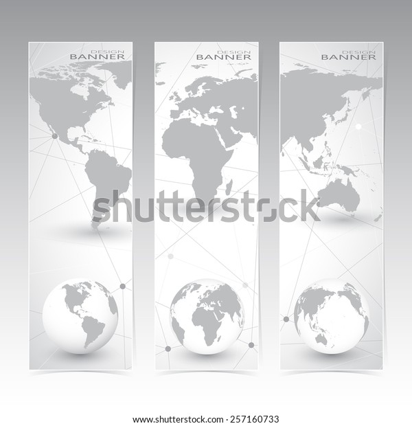 Collection Vertical Banner Design World Map Stock Vector (Royalty Free ...