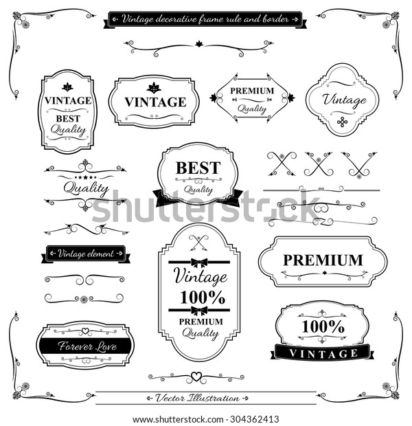 Collection Vintage Frame Border Rule Design Stock Vector (Royalty Free ...