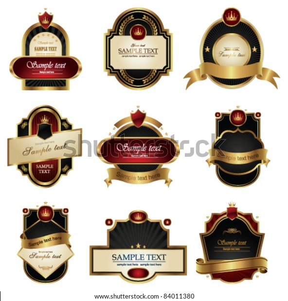 Collection Vintage Gold Labels Vector Illustration Stock Vector ...