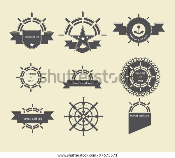 Collection Vintage Ocean Sea Labels Stamp Stock Vector (Royalty Free ...