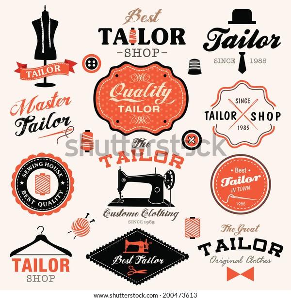 Collection Vintage Retro Tailor Labels Badges Stock Vector (Royalty ...