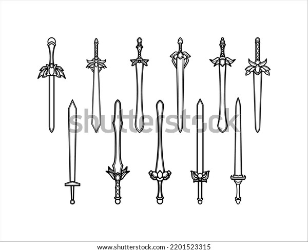 Collection Vintage Sword Illustrations Stock Vector (Royalty Free ...