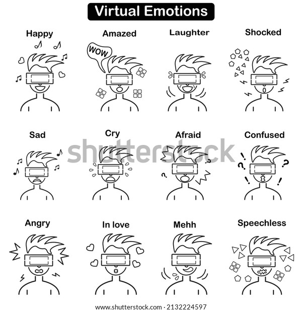 Collection Virtual Emotion Line Icons Future Stock Vector (Royalty Free ...