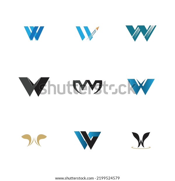 Collection W Letter Logos Good Store Stock Vector (Royalty Free ...