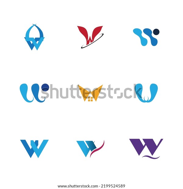 Collection W Letter Logos Good Store Stock Vector (Royalty Free ...
