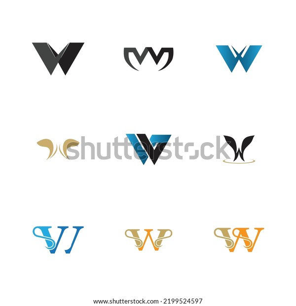 Collection W Letter Logos Good Store Stock Vector (Royalty Free ...