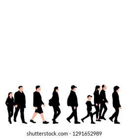 People Walking Line Isolated On Gray Stock Vector (Royalty Free) 235140388