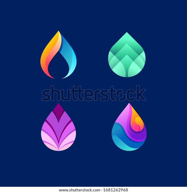 Collection Water Drop Gradient Colorful Vector Stock Vector (Royalty ...