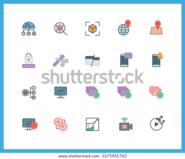 Collection Web Internet Color Icons Storage Stock Vector (Royalty Free ...