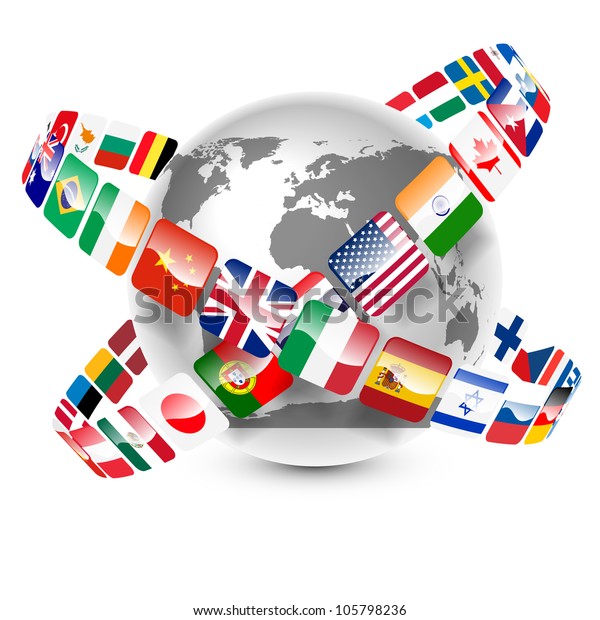 Collection World Flags Around Earth Vector Stock Vector (Royalty Free ...