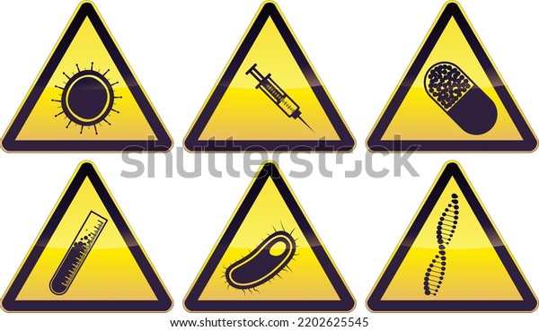 Collection Yellow Black Triangular Signs On Stock Vector (Royalty Free ...