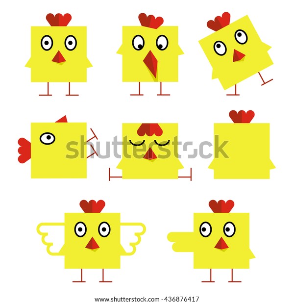 Collection Yellow Chicks Symbols Easter Spring Stock Vector (Royalty ...