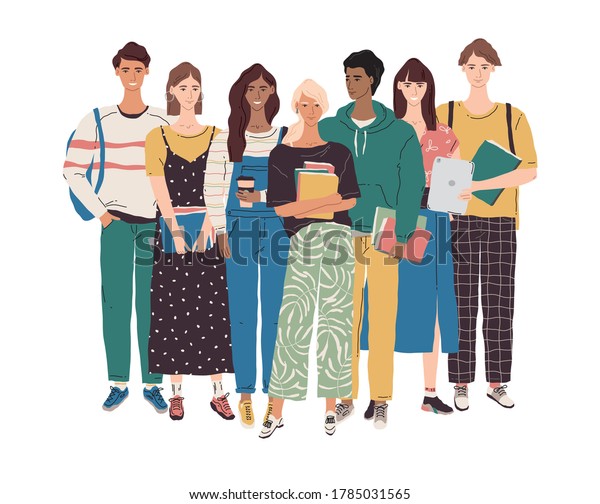 College Student Character Illustration Vector Group Stock Vector ...