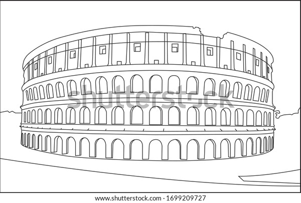 Collesium Line Art Design Outline Stock Vector (Royalty Free ...